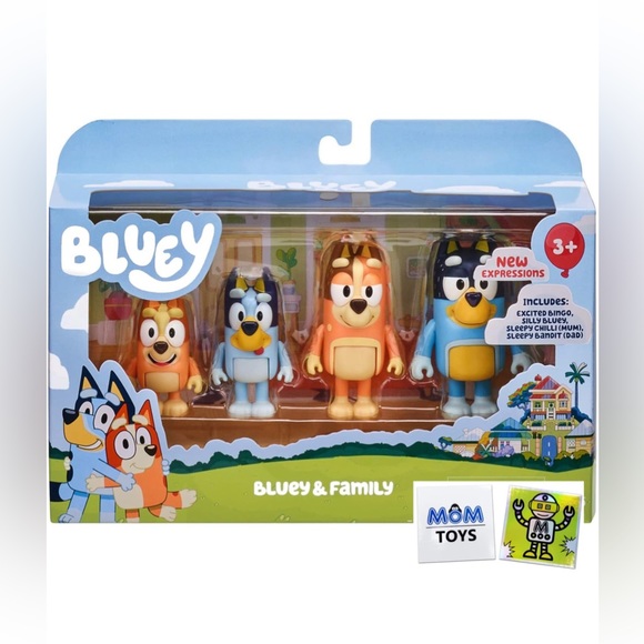Bluey | Toys | Bluey Silly Family 4 Pack Toy Figures Bundle With 2 My ...